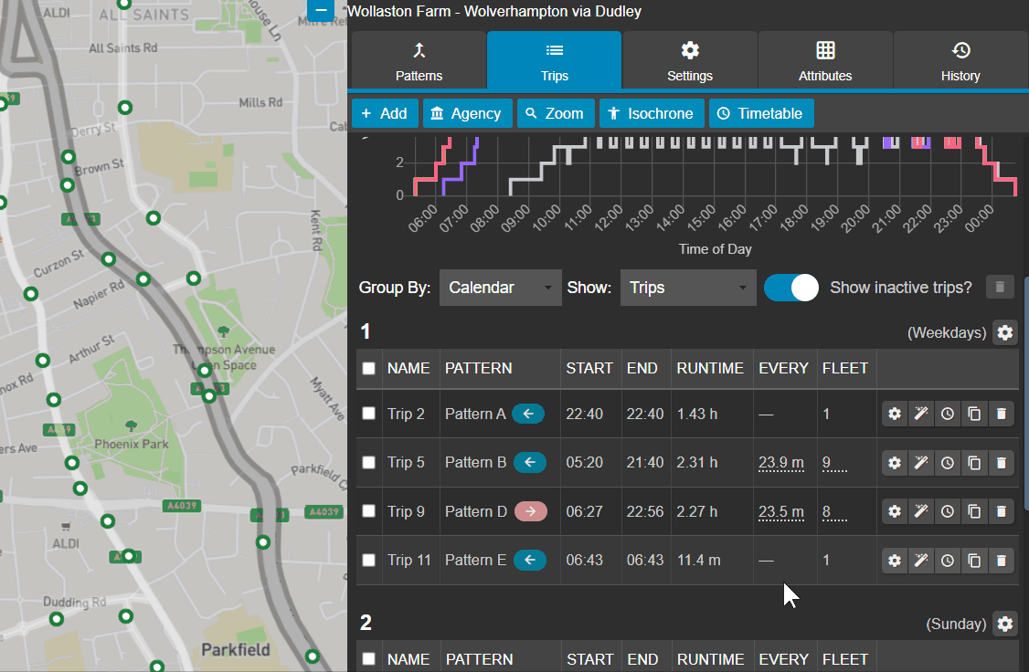 Editing existing bus routes